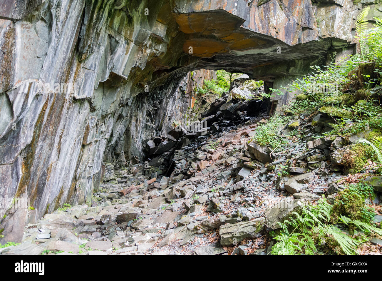 Old slate mines above Rydal Water Stock Photo - Alamy