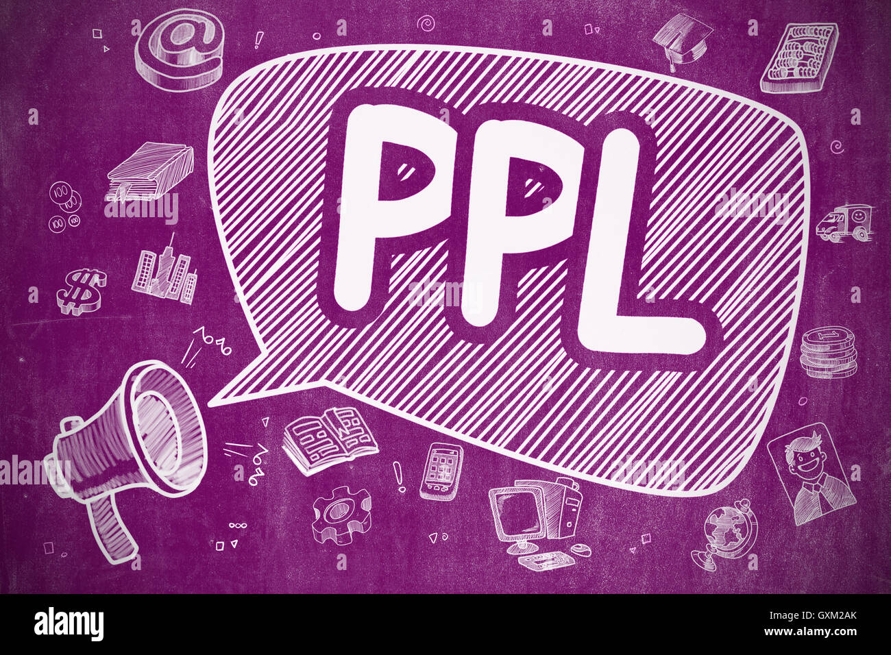PPL - Cartoon Illustration on Purple Chalkboard Stock Photo - Alamy