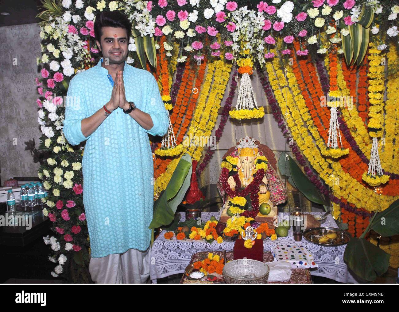 Bollywood actor Manish Paul during the Ganesh Chaturthi celebrations in ...