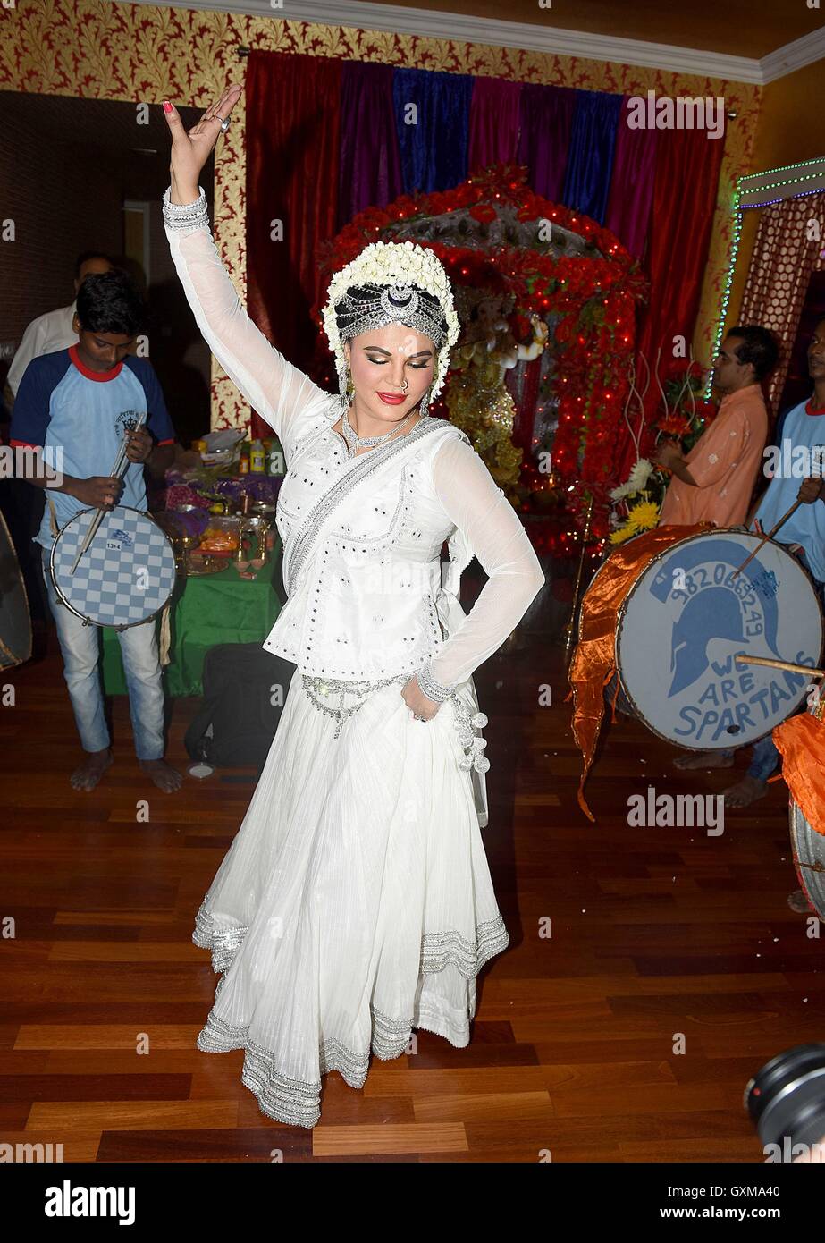 Bollywood actor Rakhi Sawant during the Ganesh Chaturthi celebrations ...