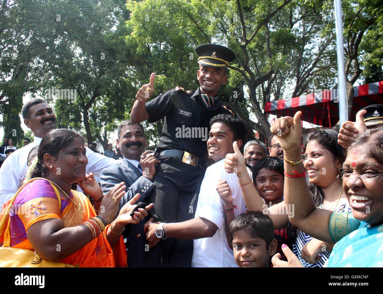 Cadets celebrate after The Passing Out Parade for Cadets of Officers ...