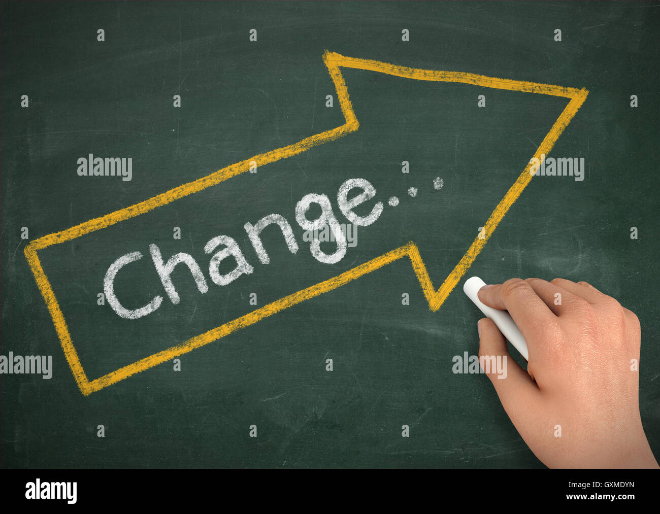 change chalkboard write concept 3d illustration Stock Photo - Alamy