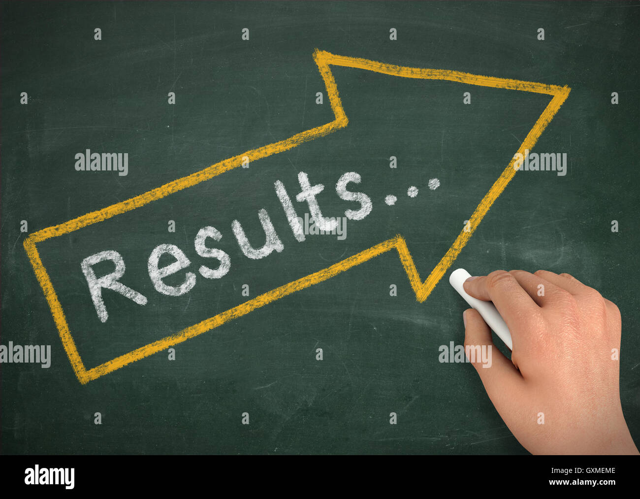 results chalkboard write 3d illustration Stock Photo - Alamy