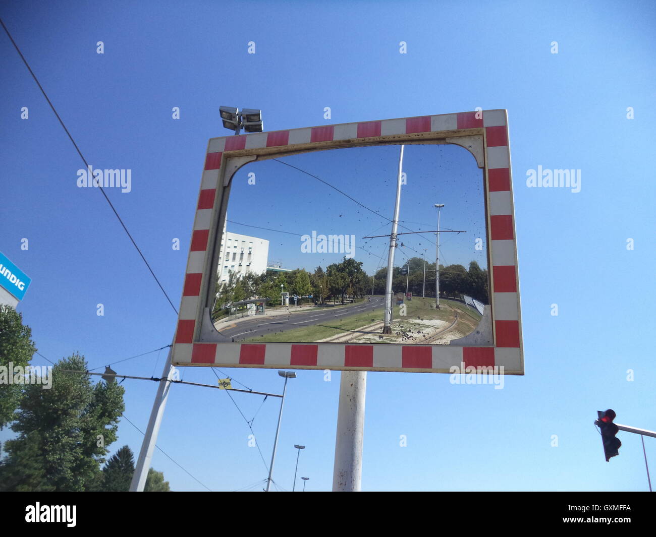 Mirror at a crossroads, traffic, backgrounds, textures , space for ...