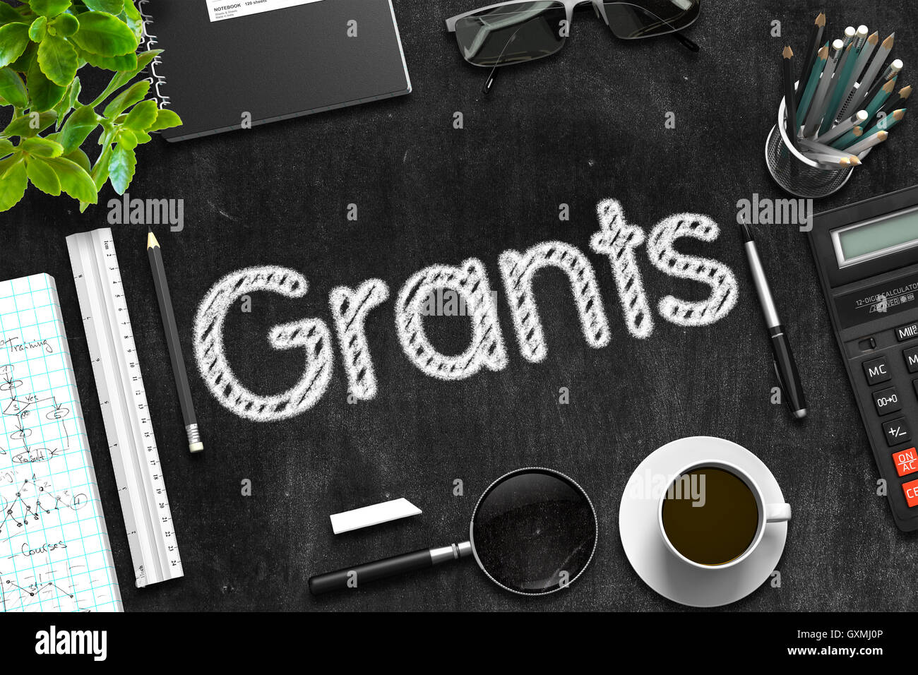 Grants Handwritten on Black Chalkboard. 3D Rendering Stock Photo - Alamy