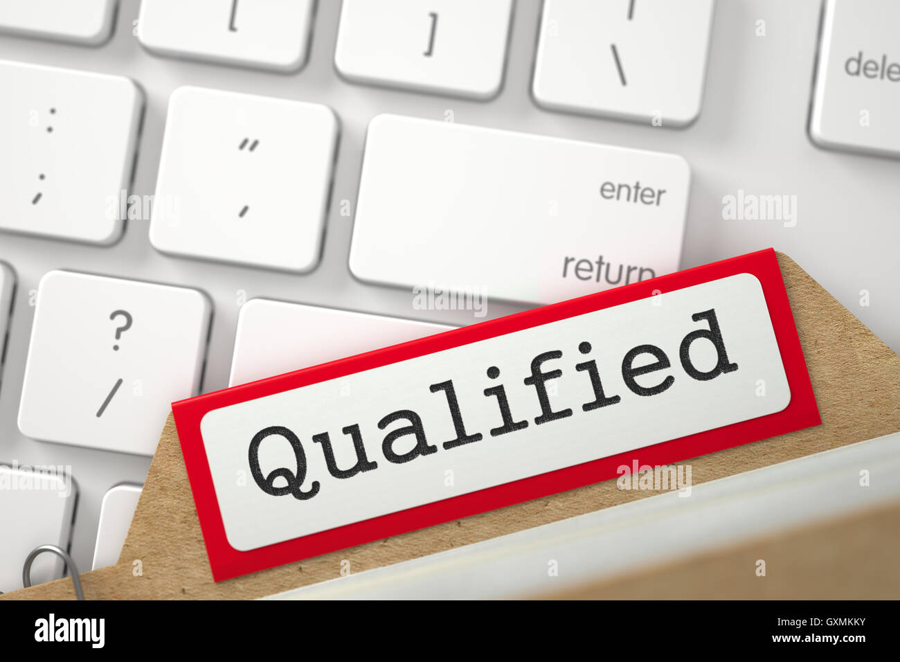 Card Index with Qualified. 3D Illustration Stock Photo - Alamy