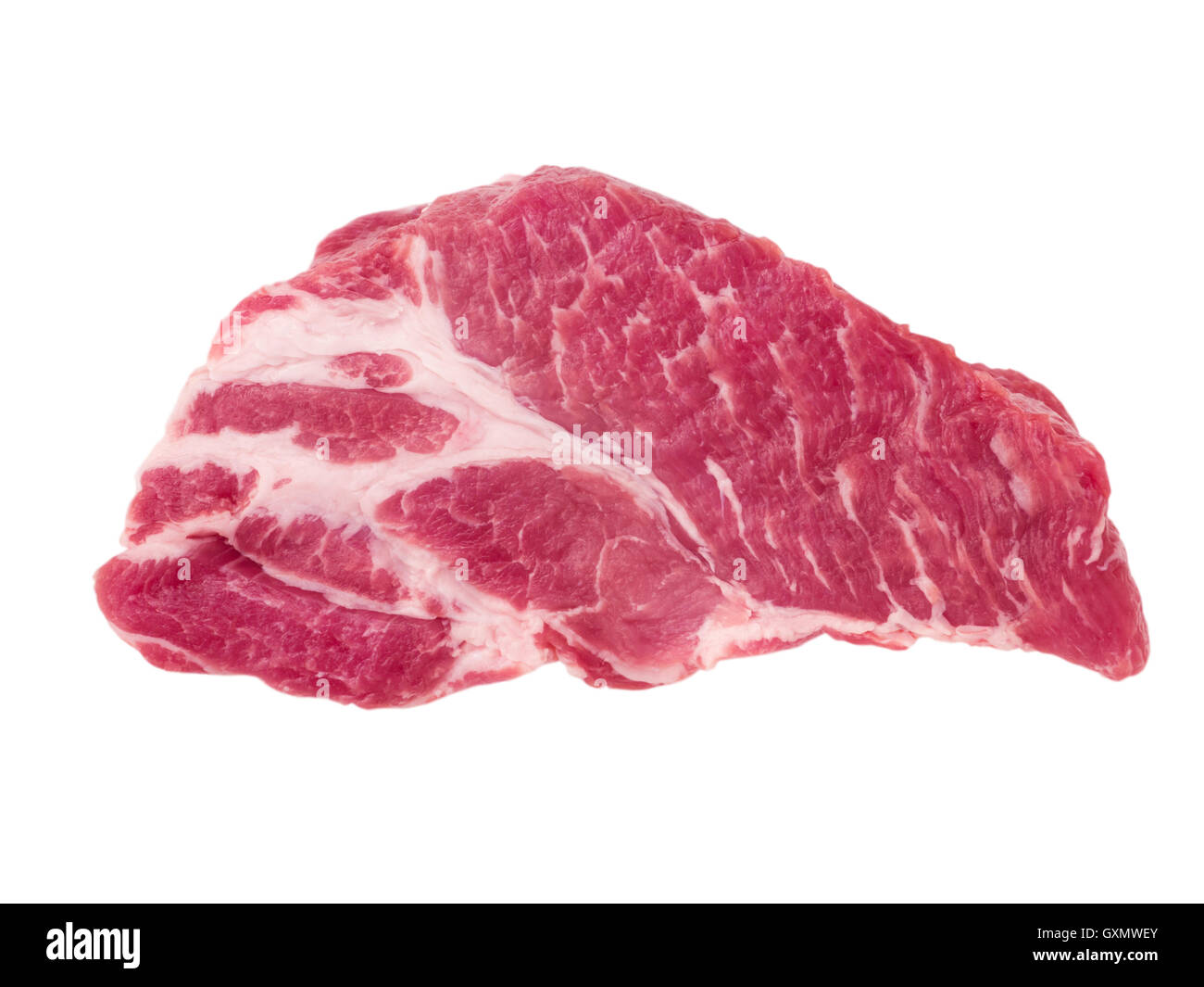 Slice of boneless pork neck isolated on wh Stock Photo - Alamy