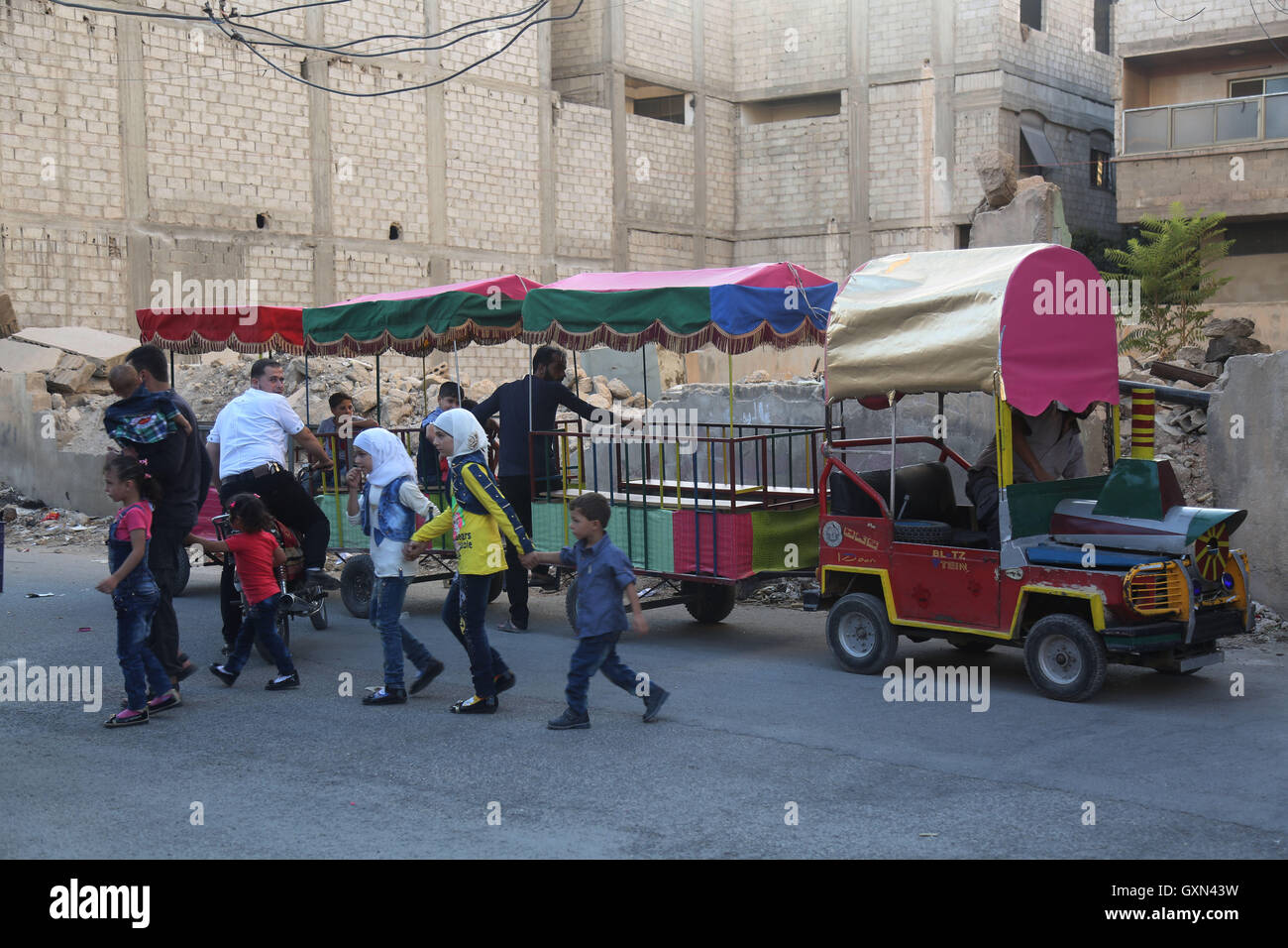 September 12, 2016 - Al-Ghouta, Damascus, Syria - Syrians celebrating ...