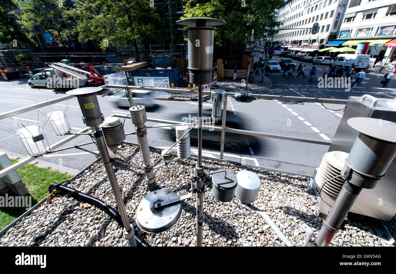 Different measurement devices are installed on the roof of an air ...