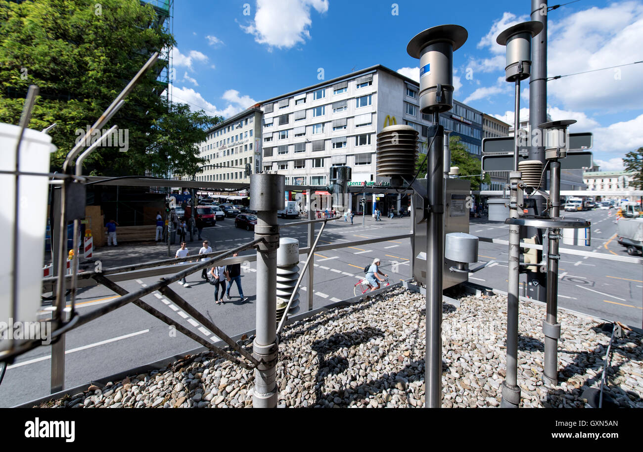 Different measurement devices are installed on the roof of an air ...