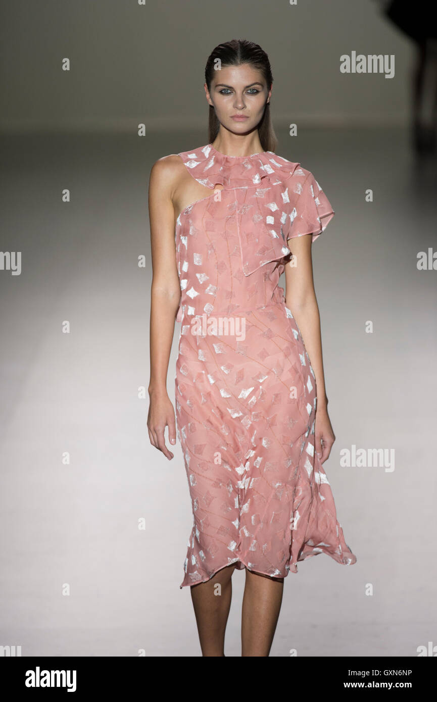 A model wears at collection runway a creation from Roberto Torretta ...