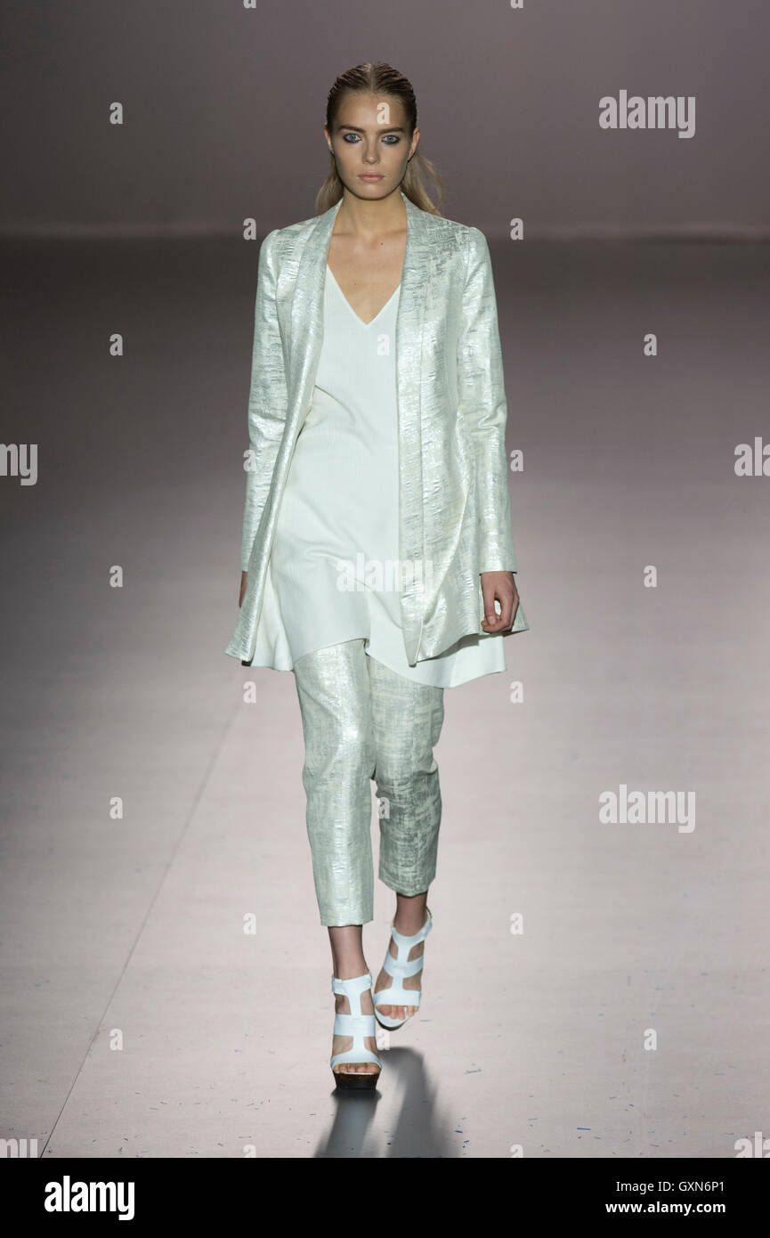 A model wears at collection runway a creation from Roberto Torretta ...