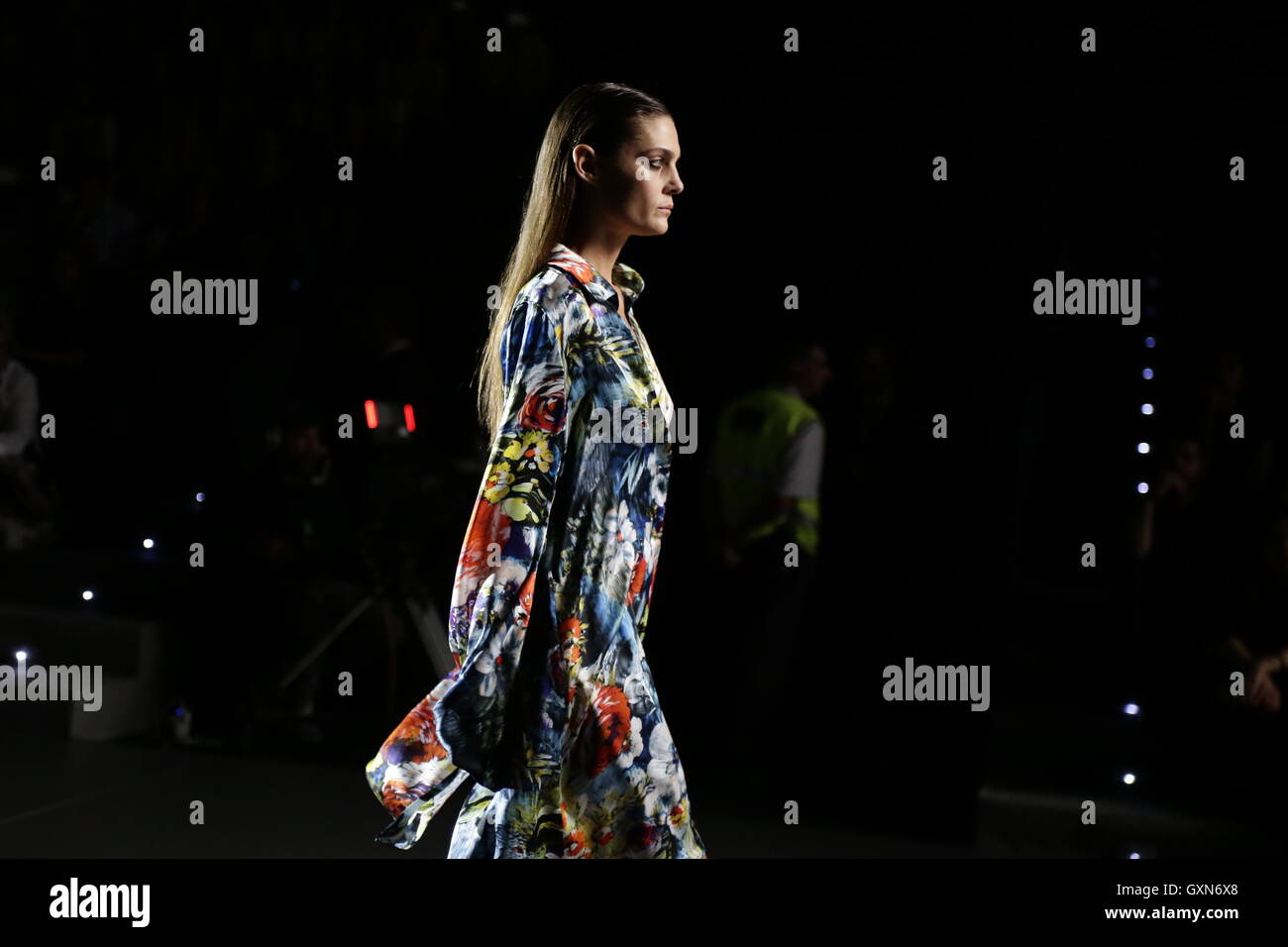 A model wears at collection runway a creation from Roberto Torretta ...