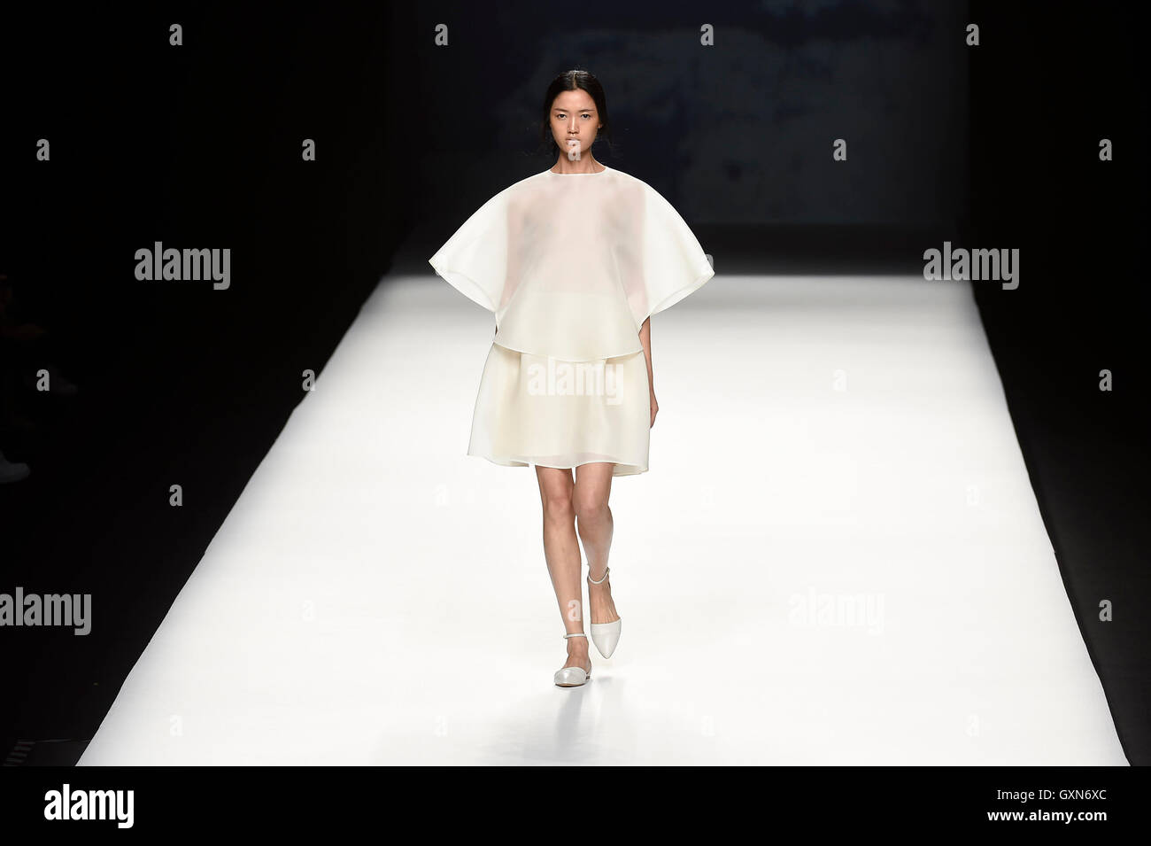 A model wears at collection runway a creation from Devota & Lomba ...