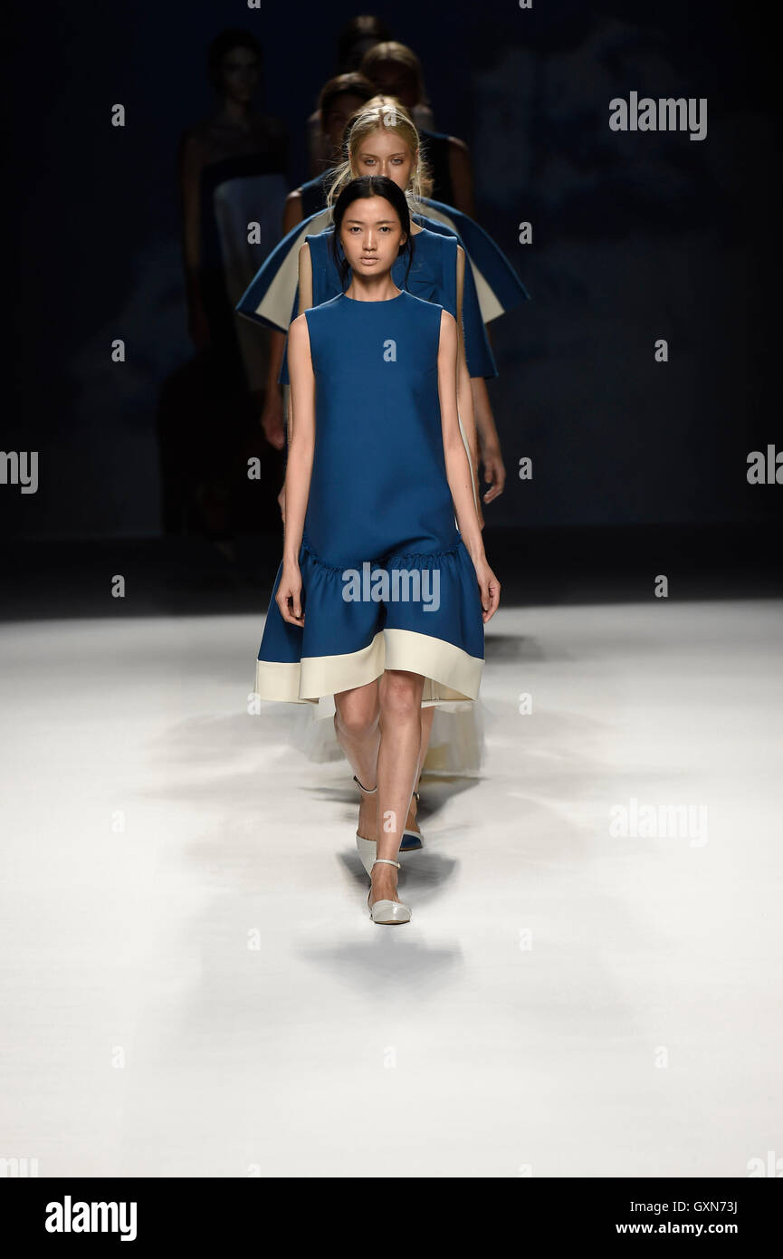 A model wears at collection runway a creation from Devota & Lomba ...