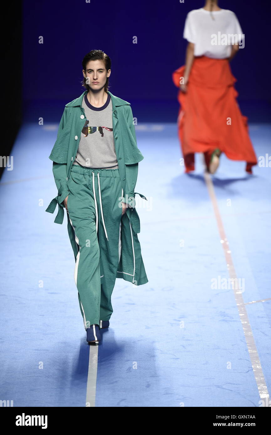 A model wears at collection runway a creation from Moises Nieto during ...