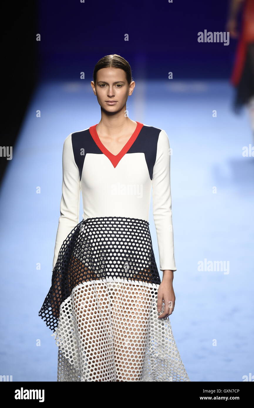 A model wears at collection runway a creation from Moises Nieto during ...