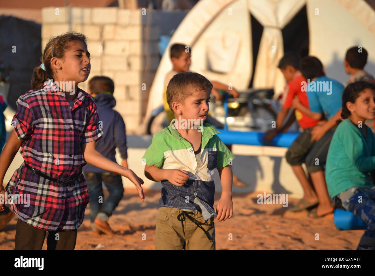 Atmeh, Idlib, Syria. 10th Sep, 2016. Syrian children from the Atmeh ...