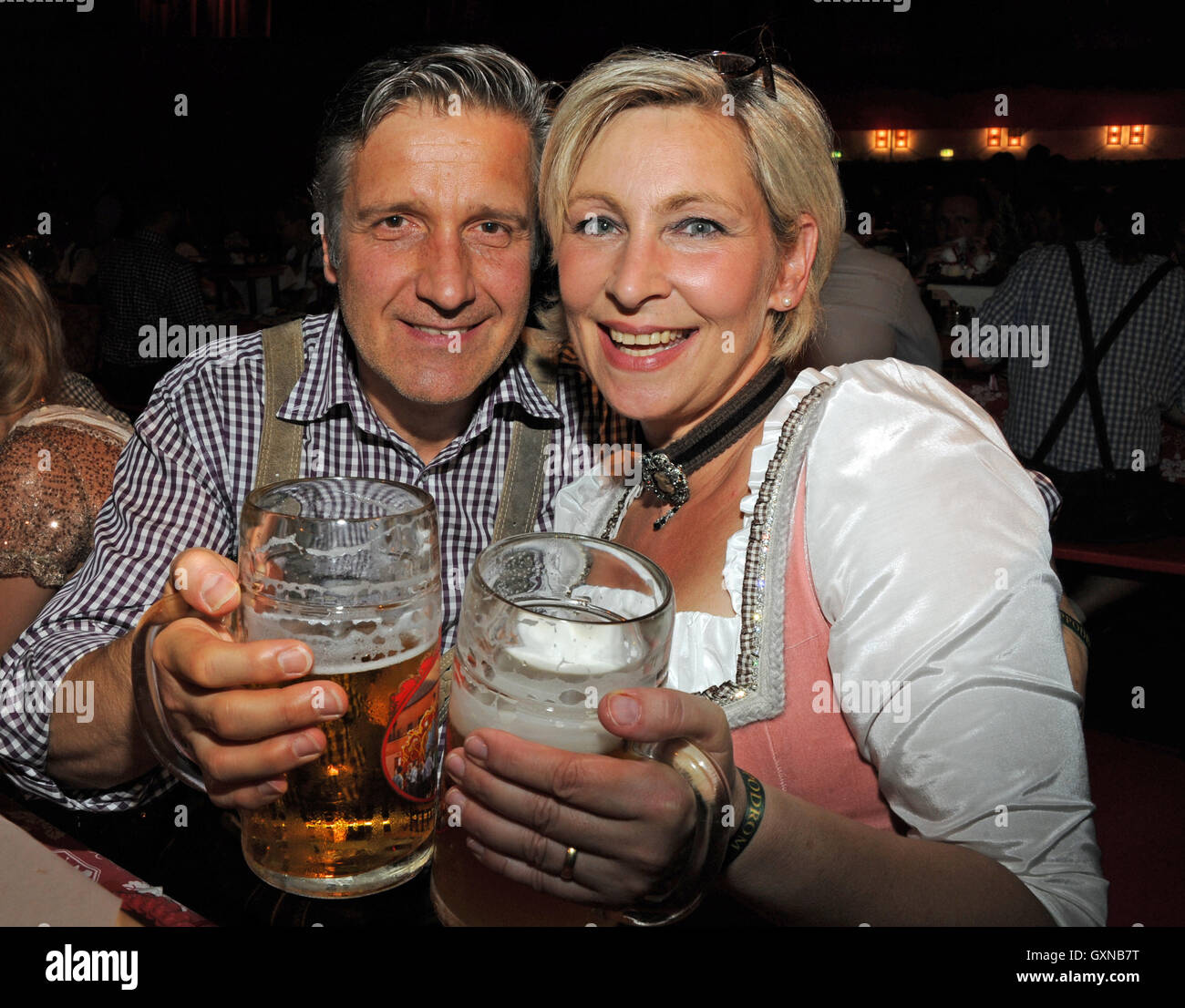 Munich, Germany. 16th Sep, 2016. Singer Claudia Jung and her husband ...