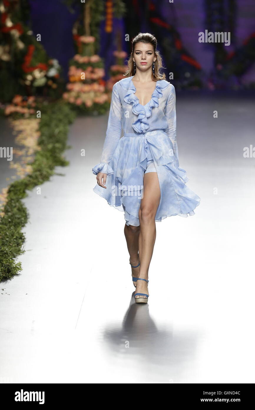 Madrid, Spain. 17th September, 2016. A model wears at collection runway ...