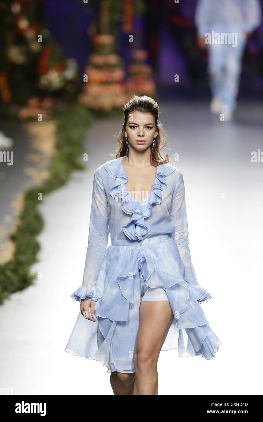 Madrid, Spain. 17th September, 2016. A model wears at collection runway ...