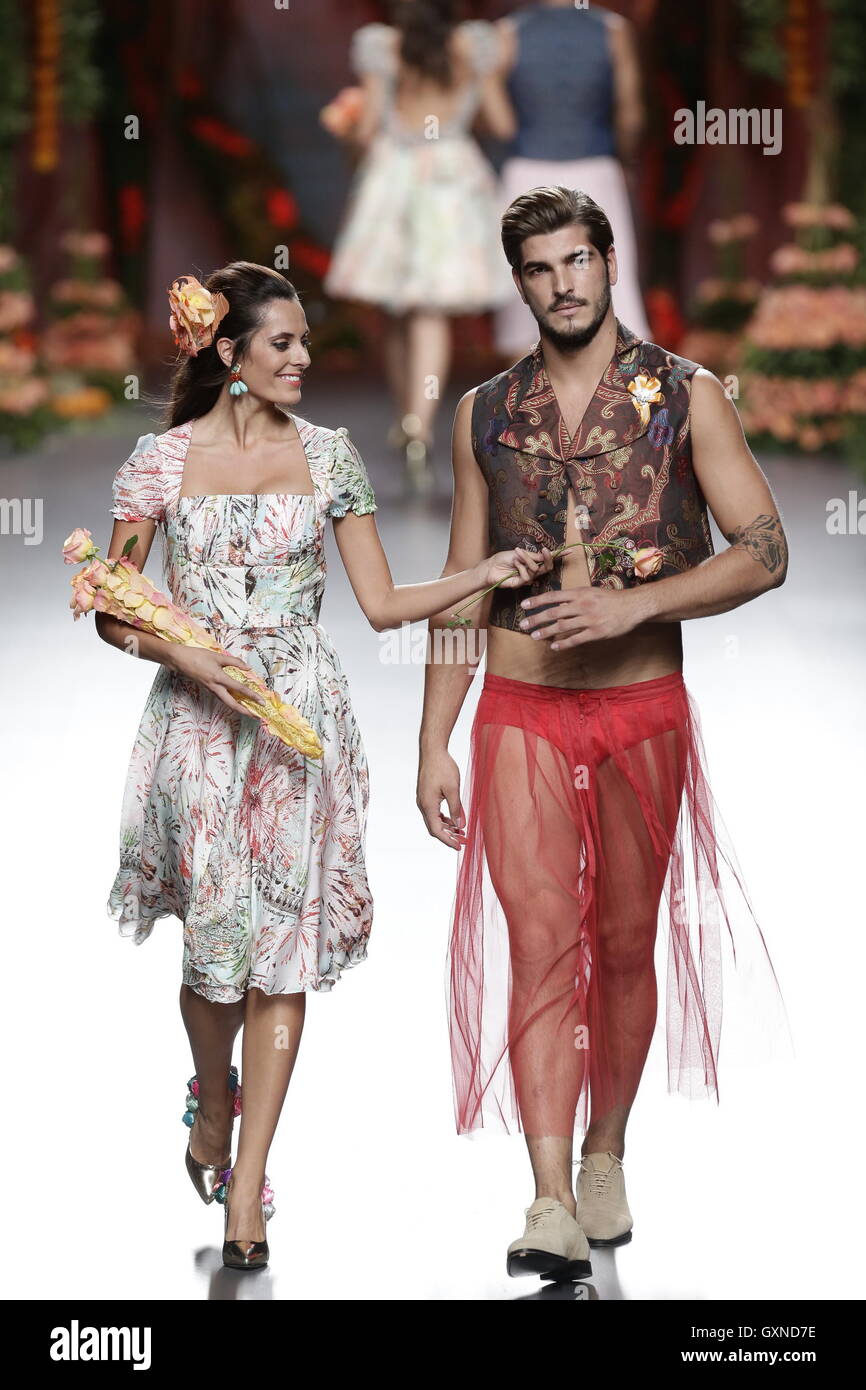 Madrid, Spain. 17th September, 2016. A model wears at collection runway ...