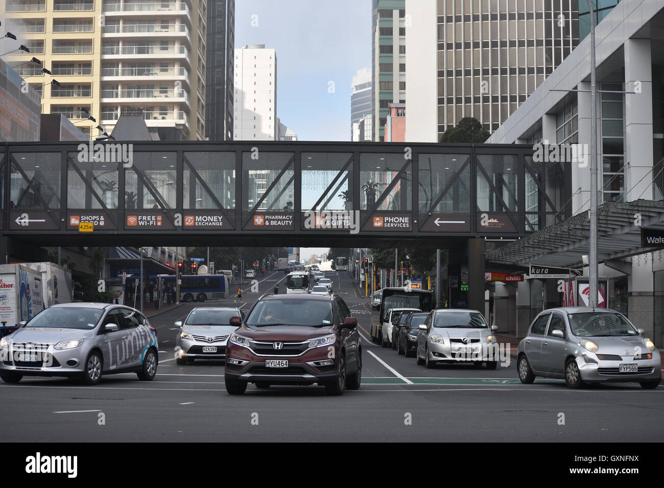 Road intersection scene with waiting cars Stock Photo - Alamy