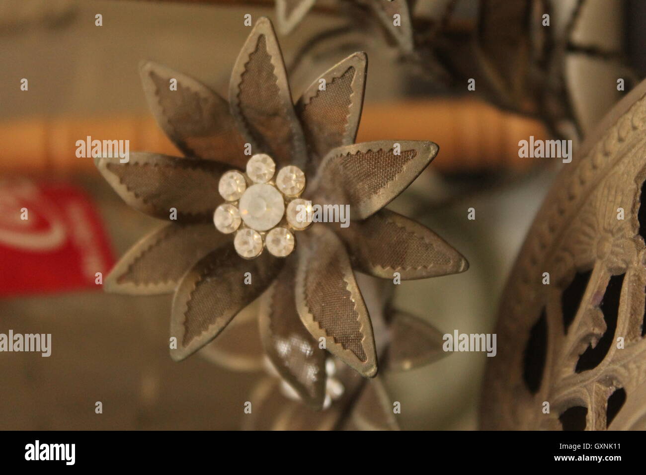 Bronze Flower with Crystal Stock Photo - Alamy
