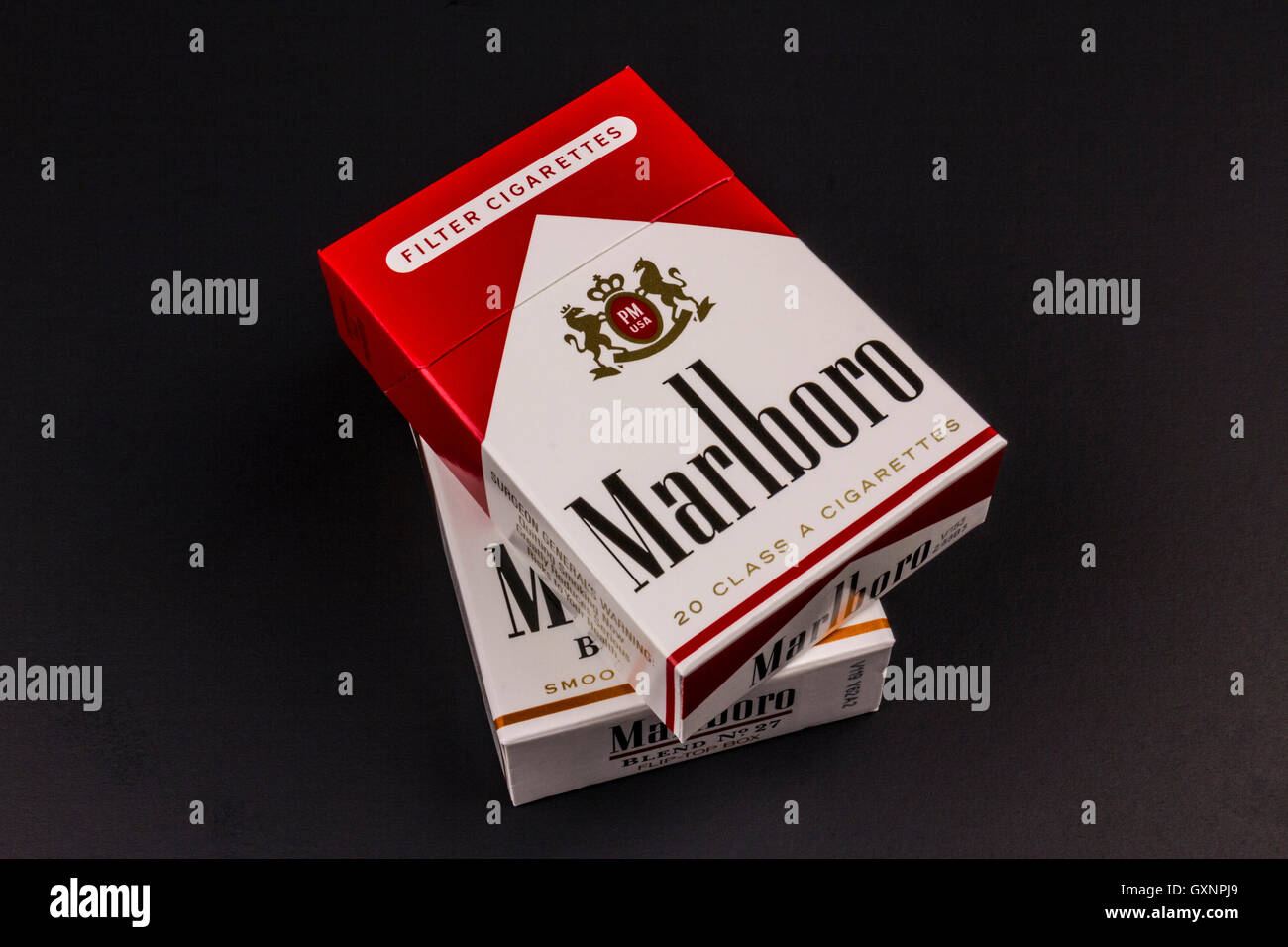 Indianapolis - Circa August 2016: Packs of Marlboro Cigarettes ...