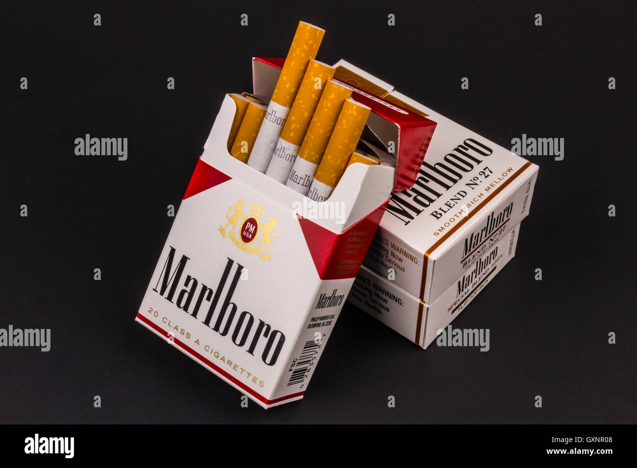 Indianapolis - Circa August 2016: Packs of Marlboro Cigarettes ...