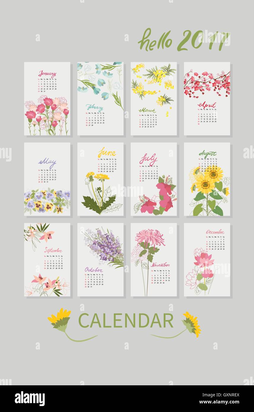 Floral paper calendar hi-res stock photography and images - Alamy