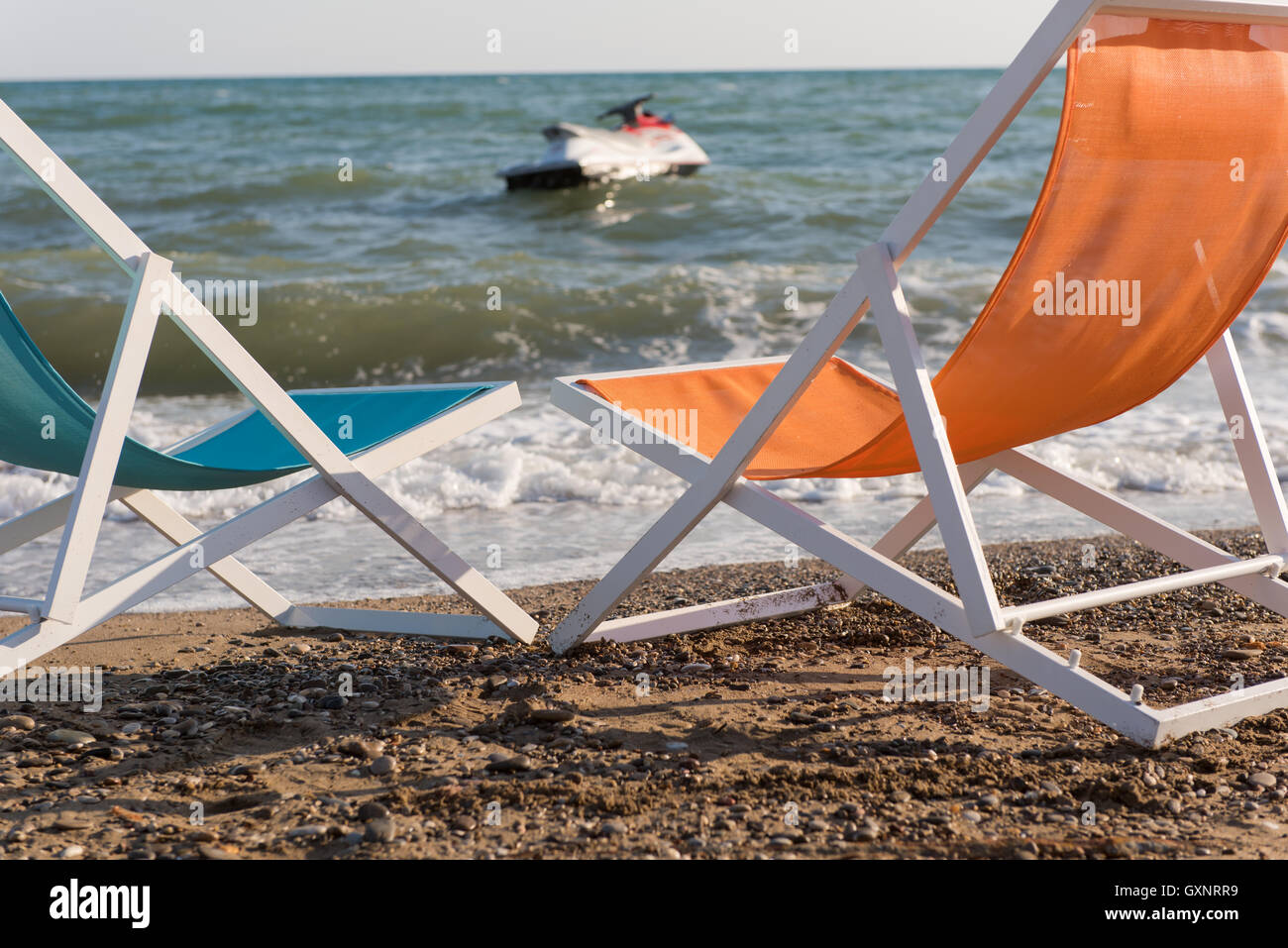 colorful beach chairs at beautiful summer day Stock Photo - Alamy