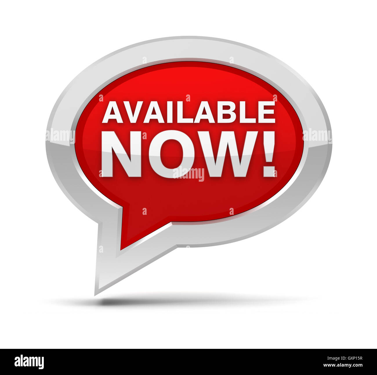 available now badge concept 3d illustration Stock Photo - Alamy