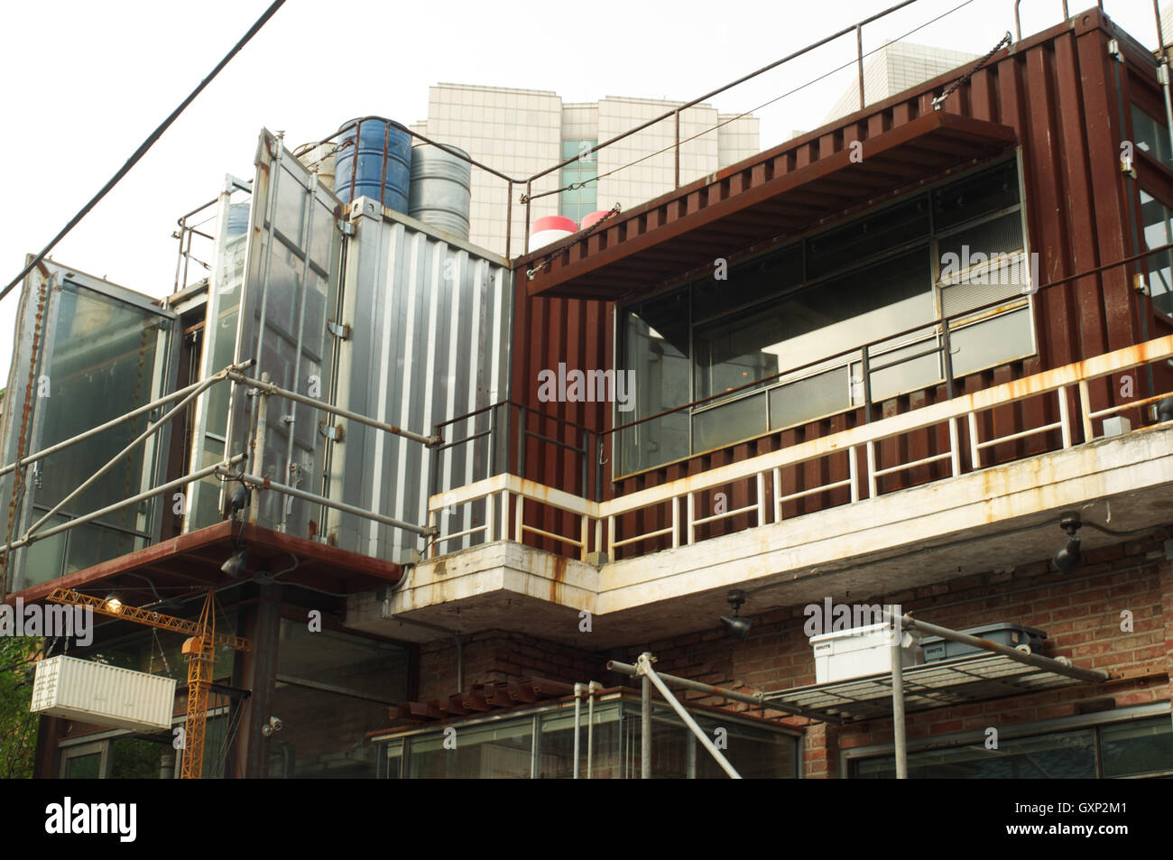 Small building made out of containers in Seoul Stock Photo - Alamy