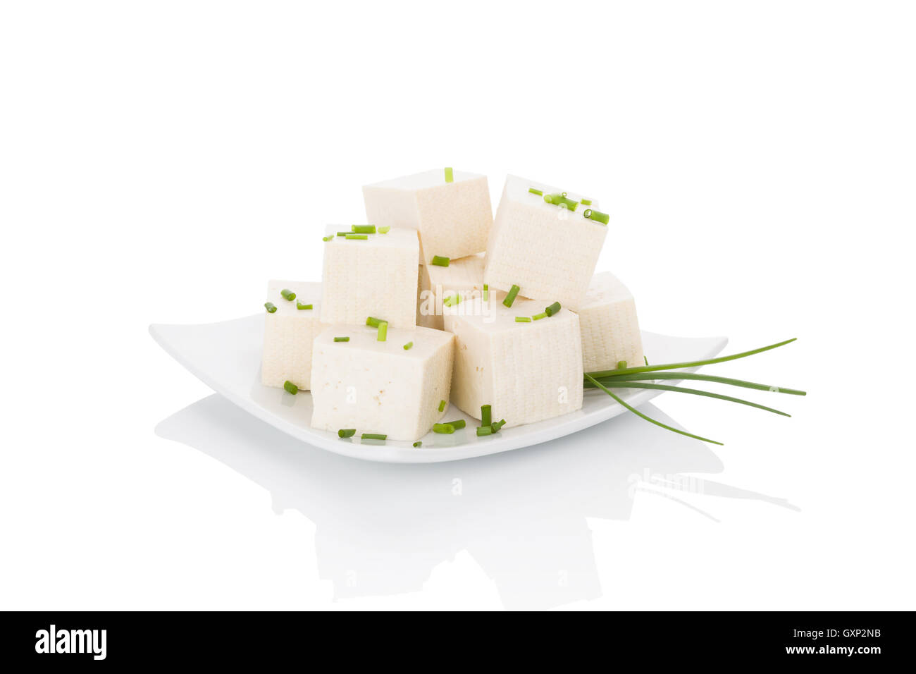 Culinary tofu eating. Tofu isolated on white background Stock Photo - Alamy
