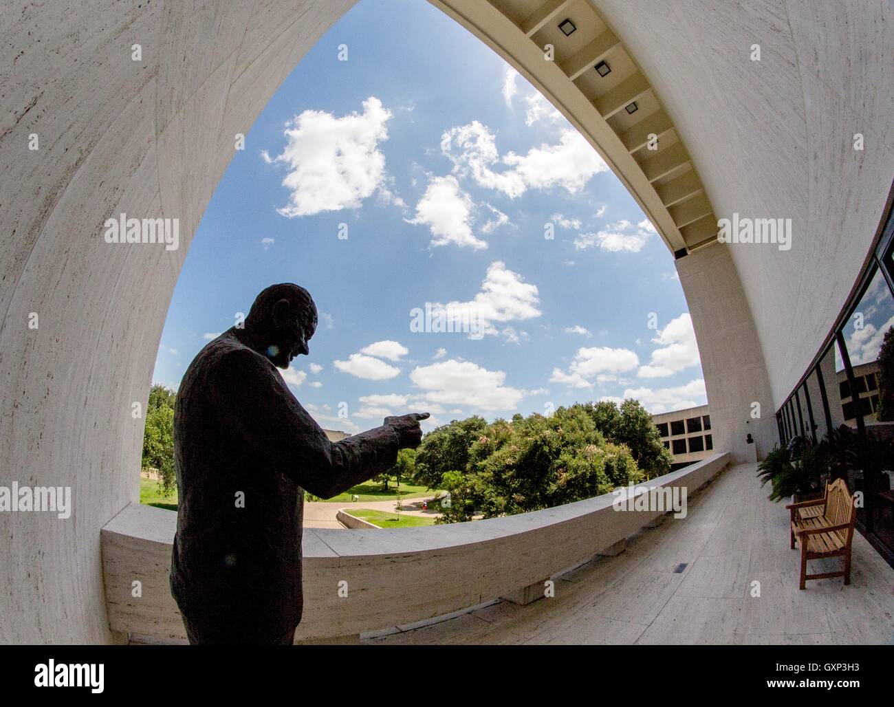 A life-size bronze statue of former U.S. President Lyndon B. Johnson ...