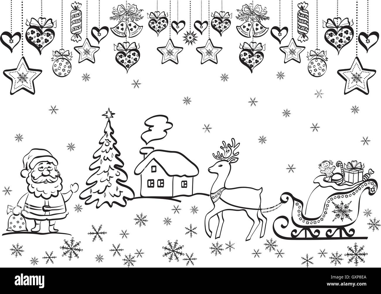 Christmas background white house Black and White Stock Photos & Images ...