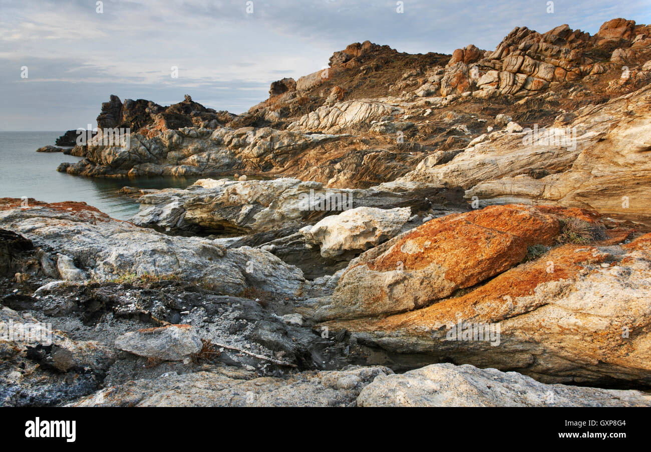 Mediterranean coastline landscape in Creus Cape. Girona, Spain ...