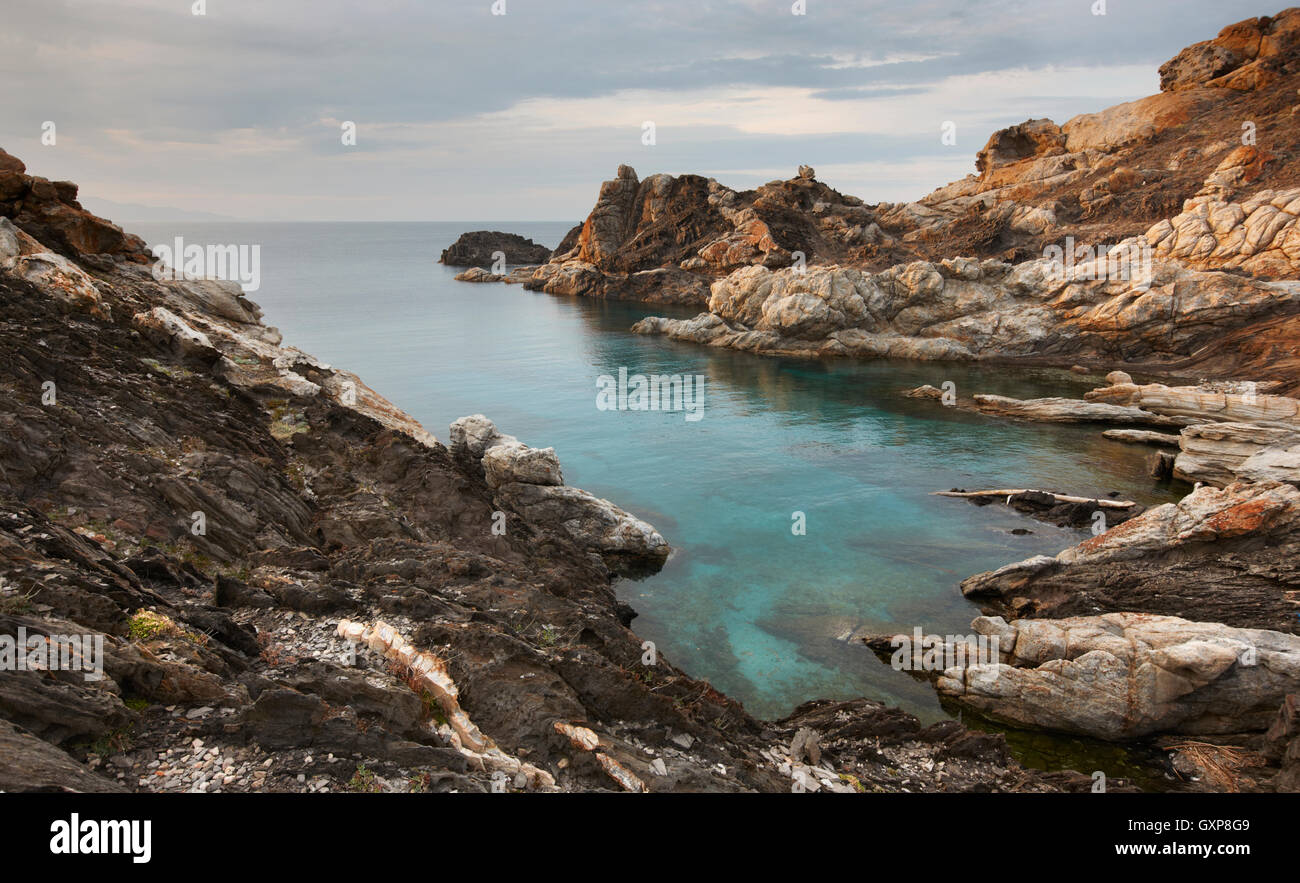 Mediterranean coastline landscape in Creus Cape. Girona, Spain ...