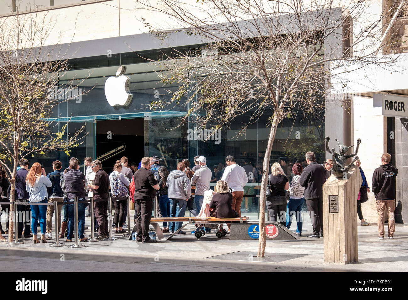 Adelaide, Australia - September 16, 2016: Customers lined up in the ...