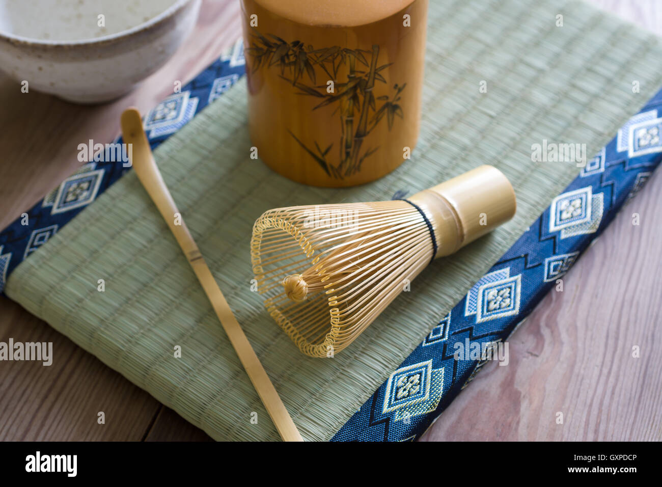 Items for making Japanese Matcha green tea in a traditional tea ...