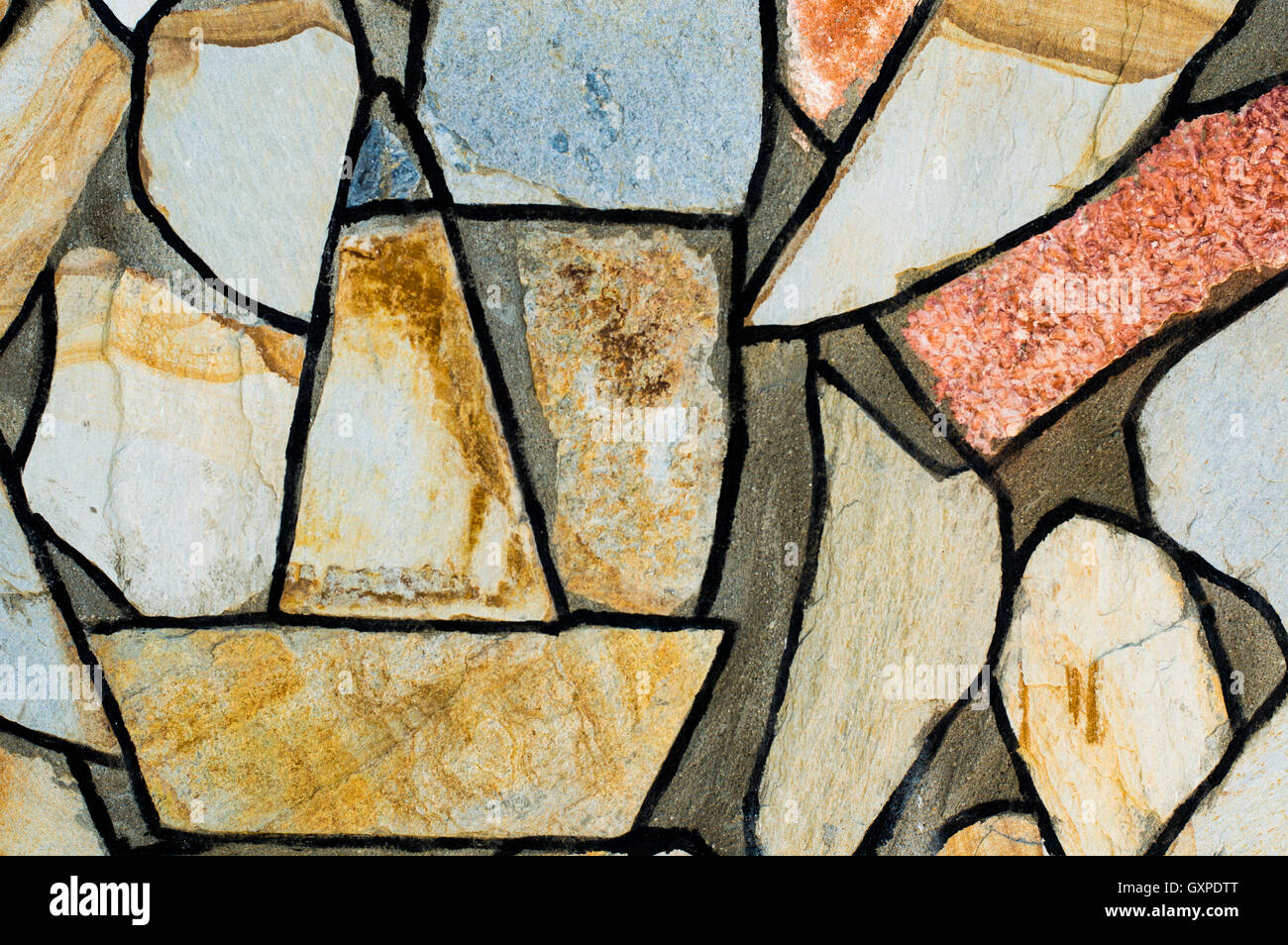 Colorful Mosaic Wall With Big Stones and Cement Stock Photo - Alamy