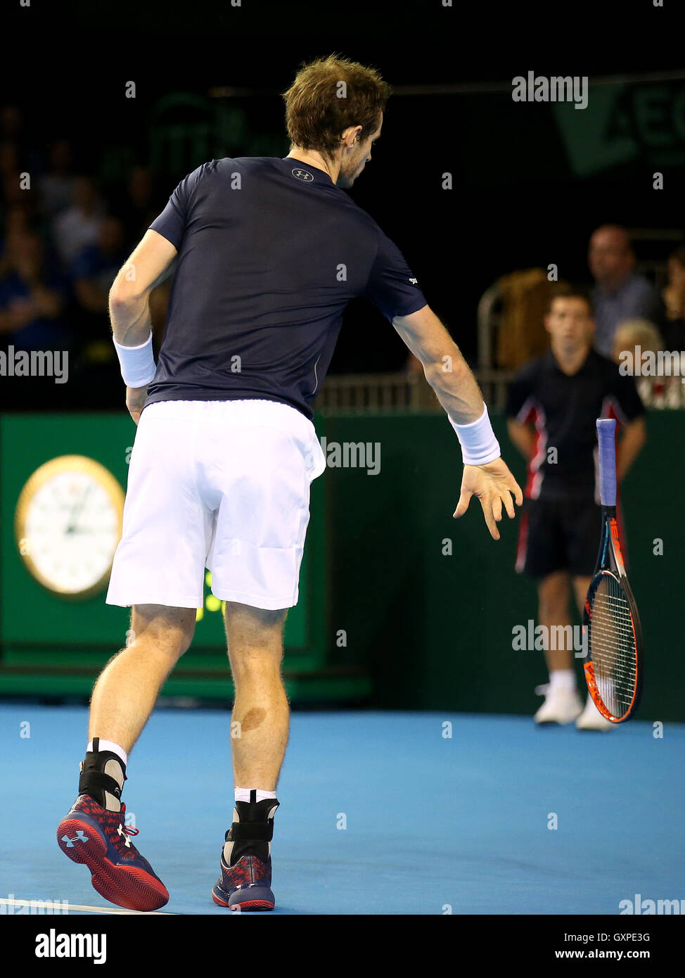 Great Britain's Andy Murray throws his racket during day one of the ...