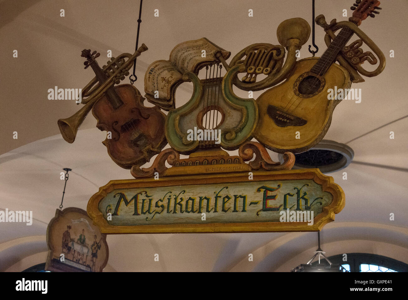 The interior of the famous Hofbräuhaus beer hall at Am Platzl in the ...