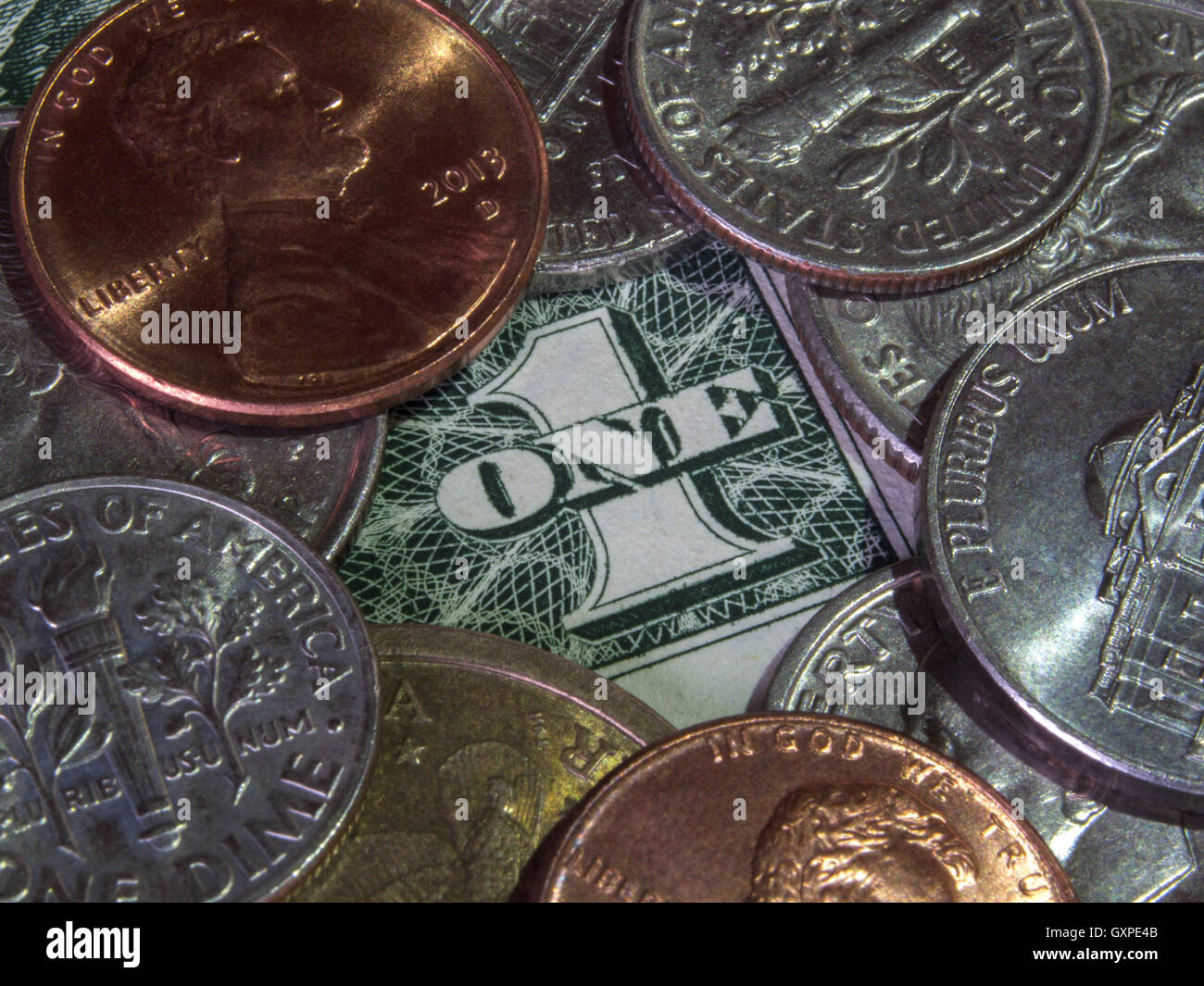 American dollar notes and coins hi-res stock photography and images - Alamy