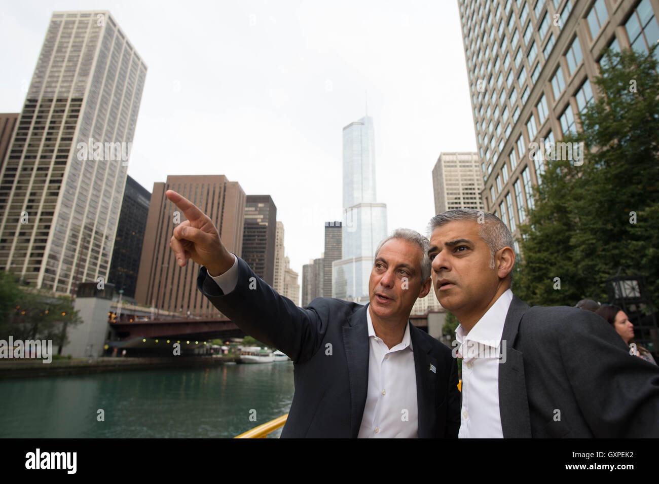 Mayor of London Sadiq Khan and his counterpart in Chicago, Rahm Emanuel ...