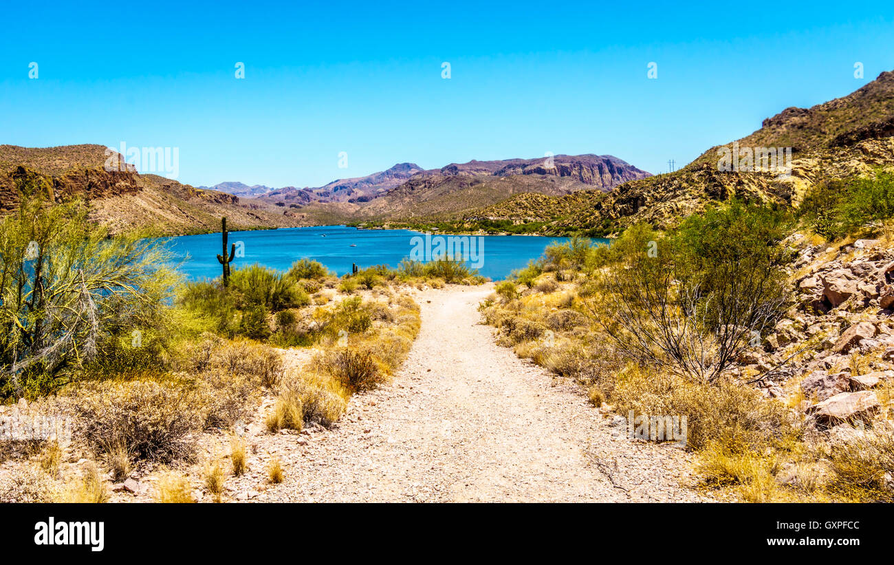 Canyon Lake and the Desert Landscape of Tonto National Forest along the ...