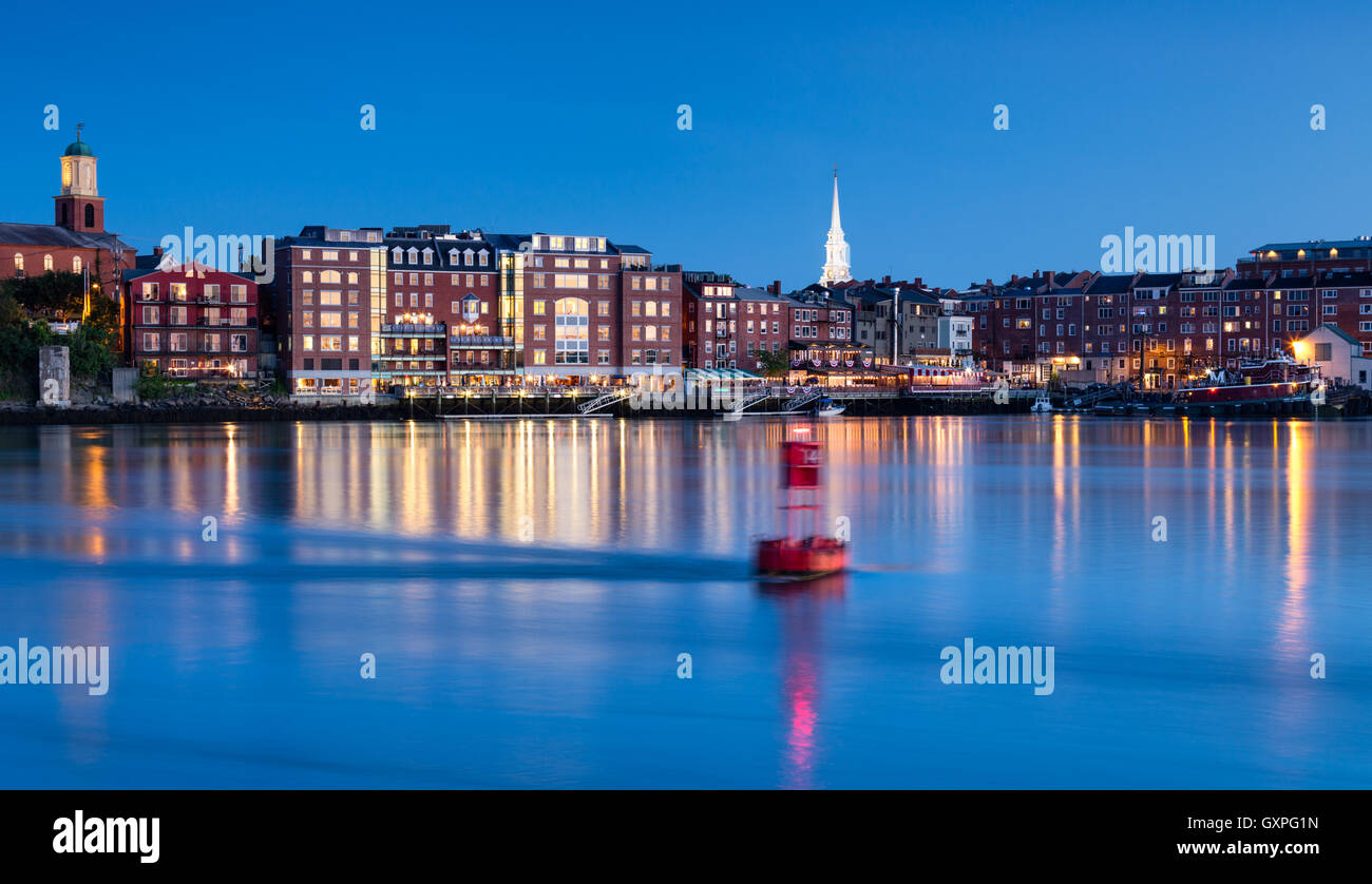 Blue Hour over Portsmouth, New Hampshire with the Piscataqua River ...