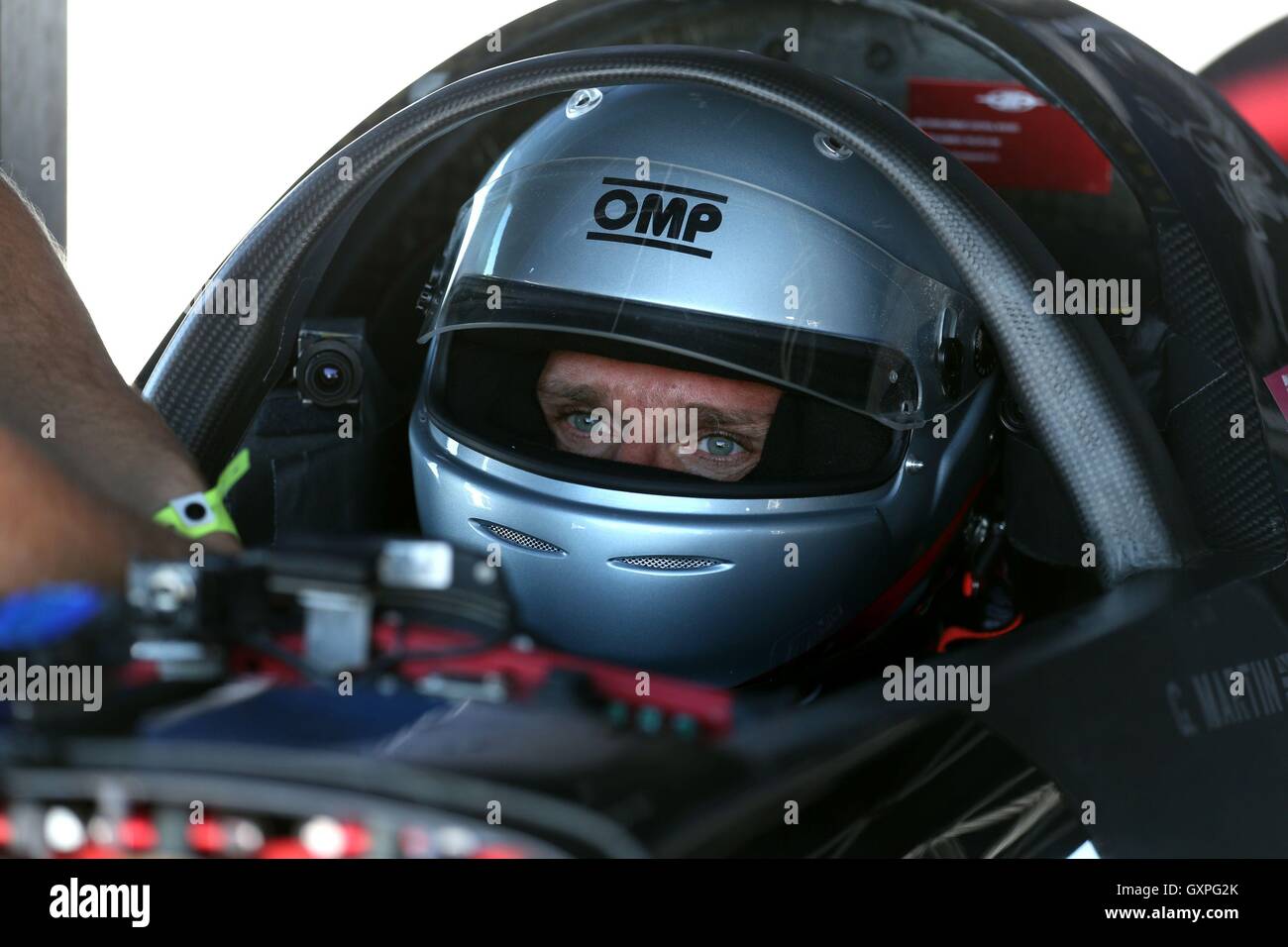 Guy Martin, sits in the cockpit of the Triumph Infor Rocket Streamliner ...