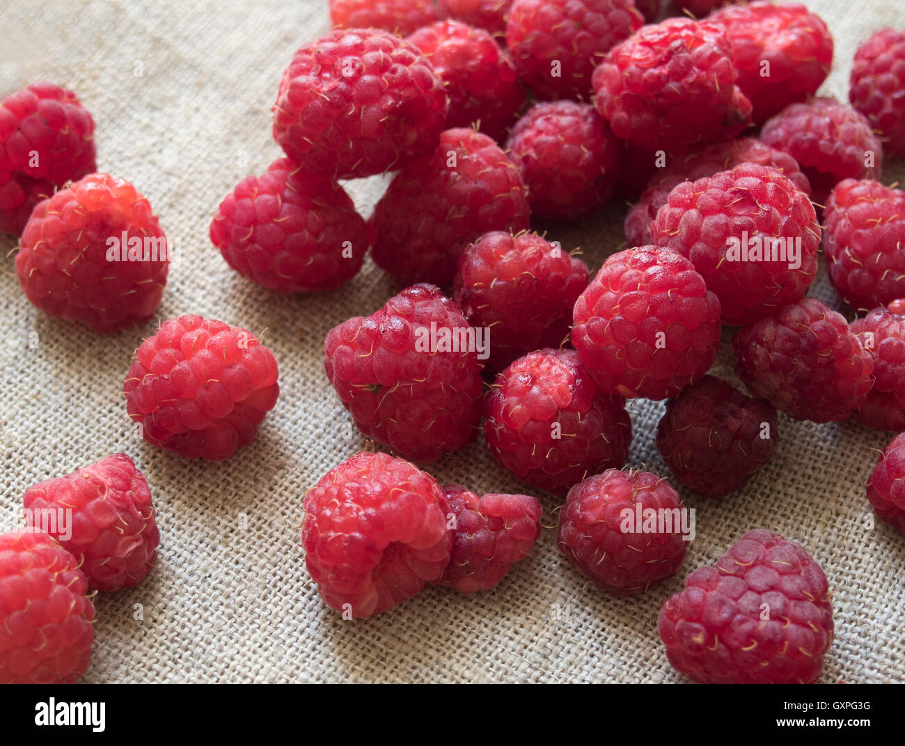 ripe wild raspberries lying on the canvas Stock Photo - Alamy